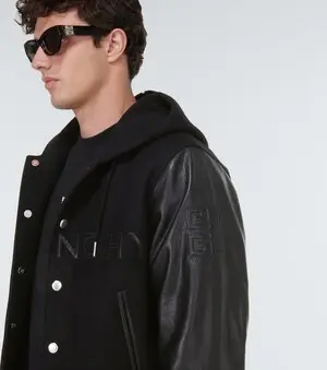 Givenchy Logo Leather-trimmed Varsity Jacket