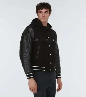 Givenchy Logo Leather-trimmed Varsity Jacket