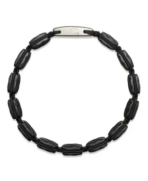 David Yurman Sculpted Cable Woven Tile Bracelet - Black/silver