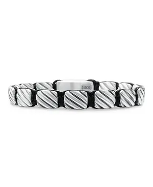 David Yurman Sculpted Cable Woven Tile Bracelet - Silver/black