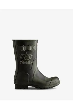 Hunter Mens Hunter X Thames Harlequin Print Short Rain Boots - Black