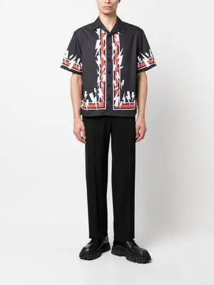 Neil Barrett Thunderbolt-print Cotton Bowling Shirt