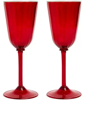 La DoubleJ Rainbow Murano Wine Glasses - Red