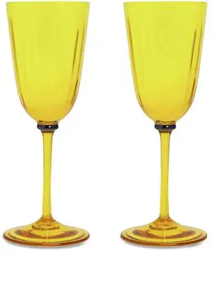 La DoubleJ Rainbow Murano Wine Glasses - Yellow