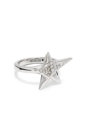FERRAGAMO Logo-engraved Star-stud Ring - Silver