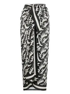 Matteau Graphic-print Silk Sarong - Black