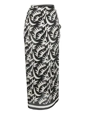 Matteau Graphic-print Silk Sarong - Black