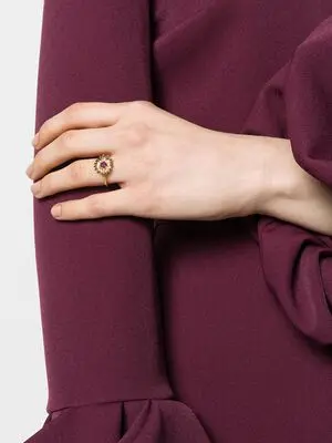 AURÉLIE BIDERMANN 18kt Yellow Gold Garnet Flower Ring