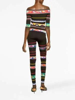 Emilio Pucci Abstract-print Stirrup Leggings - Black