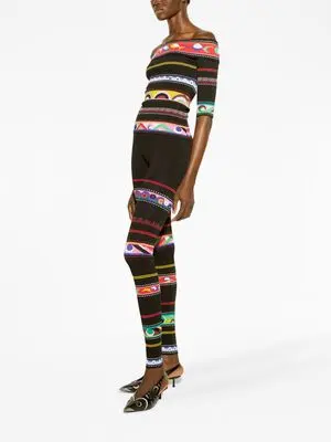 Emilio Pucci Abstract-print Stirrup Leggings - Black