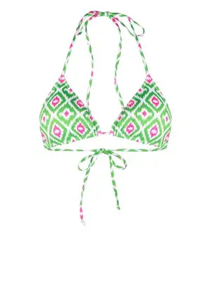 MC2 SAINT BARTH Leah Geometric-print Bikini Top - Green