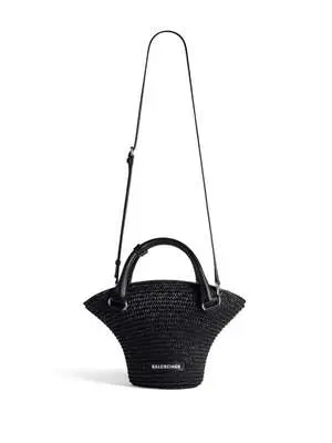 Balenciaga Mini Raffia Tote Bag - Black