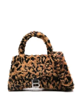 Balenciaga Hourglass Faux-fur Mini Bag - Brown