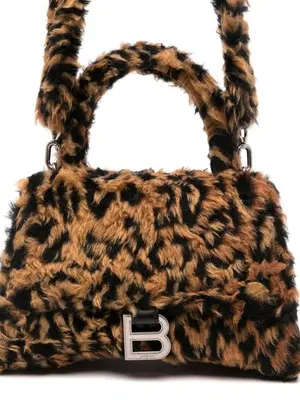 Balenciaga Hourglass Faux-fur Mini Bag - Brown