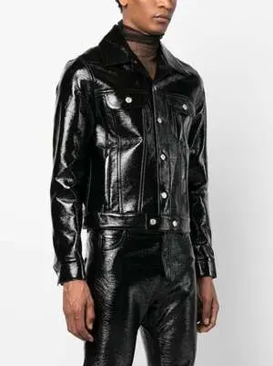 COURREGES High-shine Leather Jacket - Black
