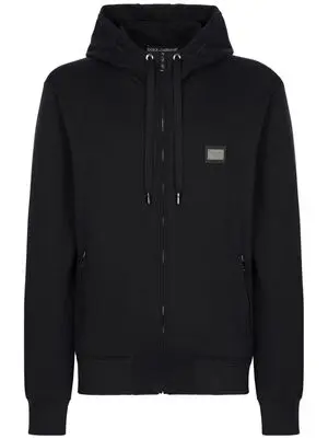 Dolce & Gabbana Logo Plaque Zip-up Hoodie - Blue