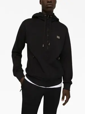 Dolce & Gabbana Logo Plaque Zip-up Hoodie - Blue