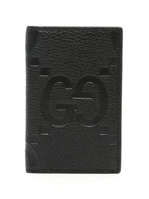 Gucci Jumbo Gg Leather Cardholder - Black