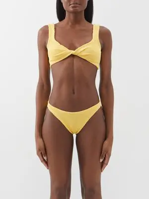 Hunza G Juno Twist-front Crinkle-knit Bikini - Yellow