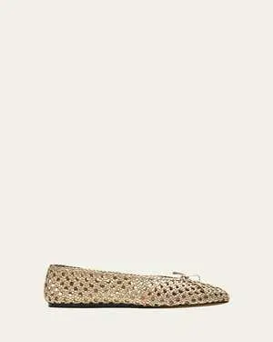 Le Monde Beryl Regency Braided Bow Ballerina Flats - Gold