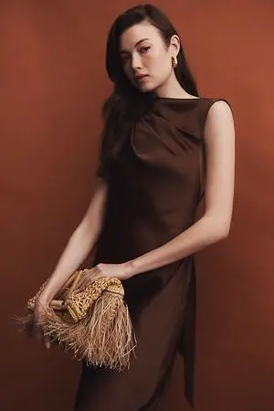Significant Other Lana Cowl-Neck Tie-Back Maxi Dress Brown