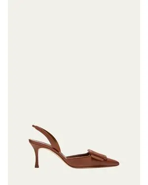 Manolo Blahnik Maysli Leather Pumps - Brown