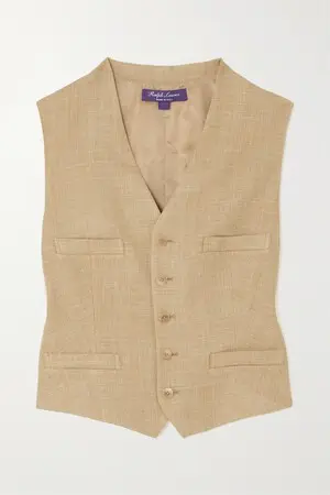Ralph Lauren Jaiden Checked Silk And Linen-blend Tweed Vest
