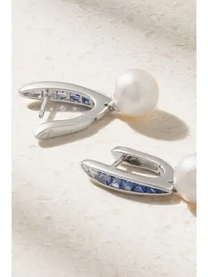 Mikimoto 18-karat Pearl And Sapphire Earrings
