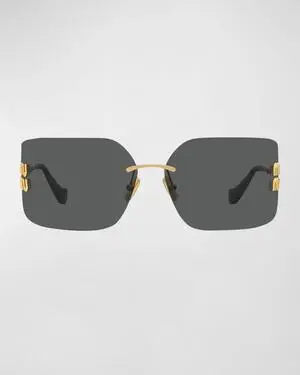 Miu Miu Rimless Wrap Sunglasses - Dark Grey