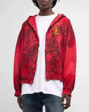 Balenciaga Men's Skater Zip Up Hoodie Medium Fit - 6400 Red
