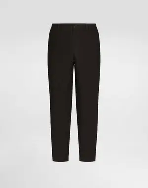 Dolce & Gabbana Linen Pants With Logo Label - Brown