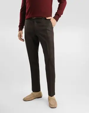 Dolce & Gabbana Linen Pants With Logo Label - Brown