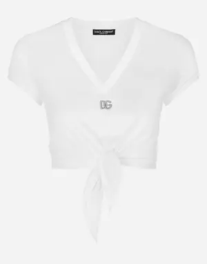 DOLCE & GABBANA Dolce & Gabbana Jersey T-shirt With DG Logo And Knot Detail