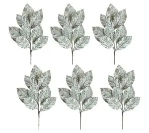 MELROSE Frosted Magnolia Leaf Spray