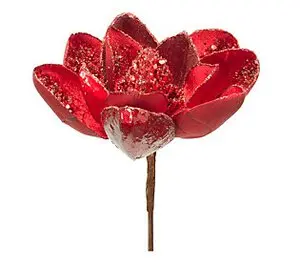 MELROSE Red Velvet Magnolia Stem W/bead Accents - One-color