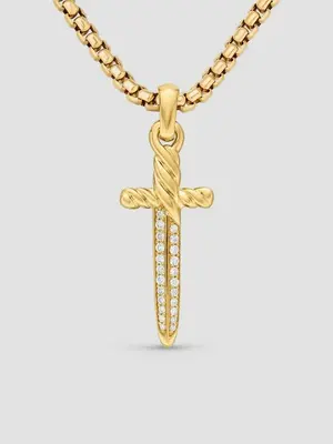 David Yurman Petrvs Dagger Amulet In 18k With Diamonds, 31.5mm