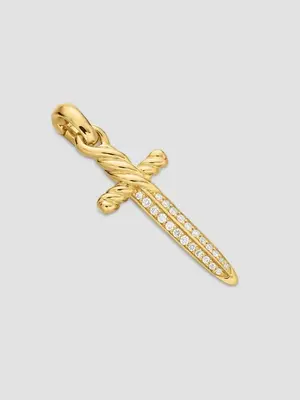David Yurman Petrvs Dagger Amulet In 18k With Diamonds, 31.5mm