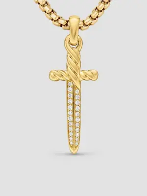 David Yurman Petrvs Dagger Amulet In 18k With Diamonds, 31.5mm