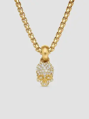 David Yurman Skull Amulet With Full Pavé Diamonds And 18k 19.3mm