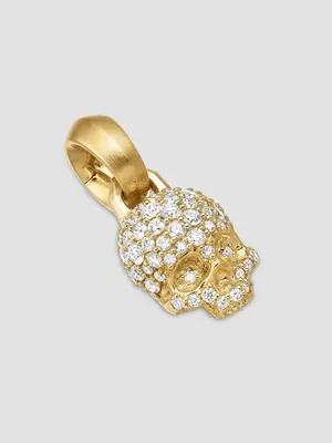 David Yurman Skull Amulet With Full Pavé Diamonds And 18k 19.3mm