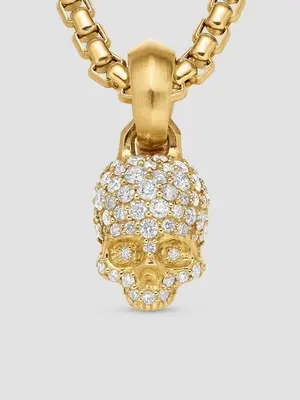 David Yurman Skull Amulet With Full Pavé Diamonds And 18k 19.3mm