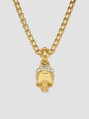 David Yurman Skull Amulet With Full Pavé Diamonds And 18k 19.3mm