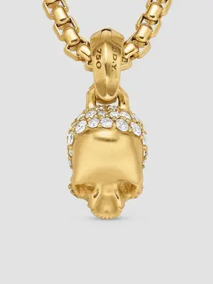 David Yurman Skull Amulet With Full Pavé Diamonds And 18k 19.3mm
