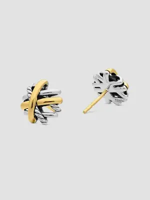 David Yurman Crossover Stud Earrings In Sterling With 18k Yellow Gold, 11mm