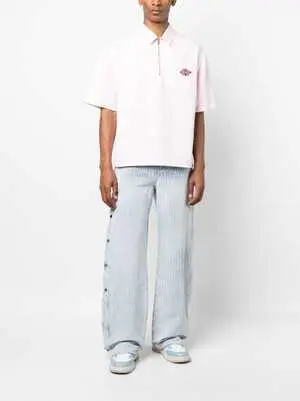 Amiri Jacquard Logo Snap-off Wide Leg Jeans