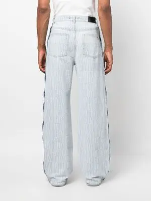 Amiri Jacquard Logo Snap-off Wide Leg Jeans