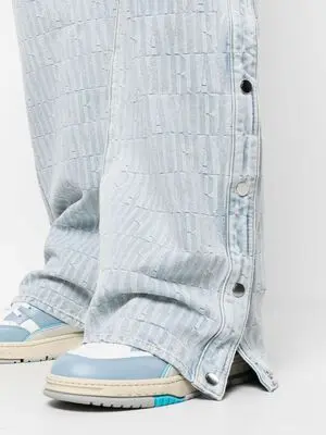 Amiri Jacquard Logo Snap-off Wide Leg Jeans