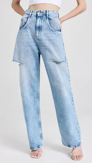 MAISON MARGIELA Denim Jeans With Cutout Detail - Blue