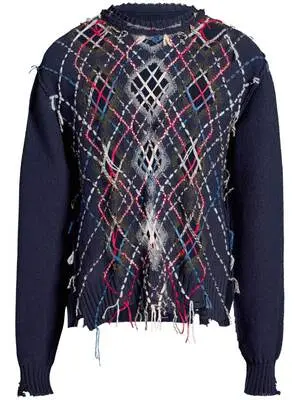 MAISON MARGIELA Cut-out Intarsia-knit Jumper - Blue