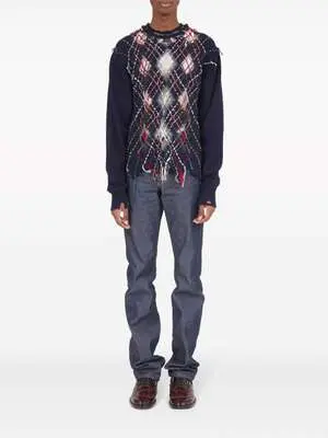 MAISON MARGIELA Cut-out Intarsia-knit Jumper - Blue